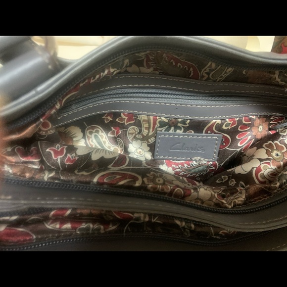 Clarks | Bags | Clarks Grey Leather Pocketbook | Poshmark
